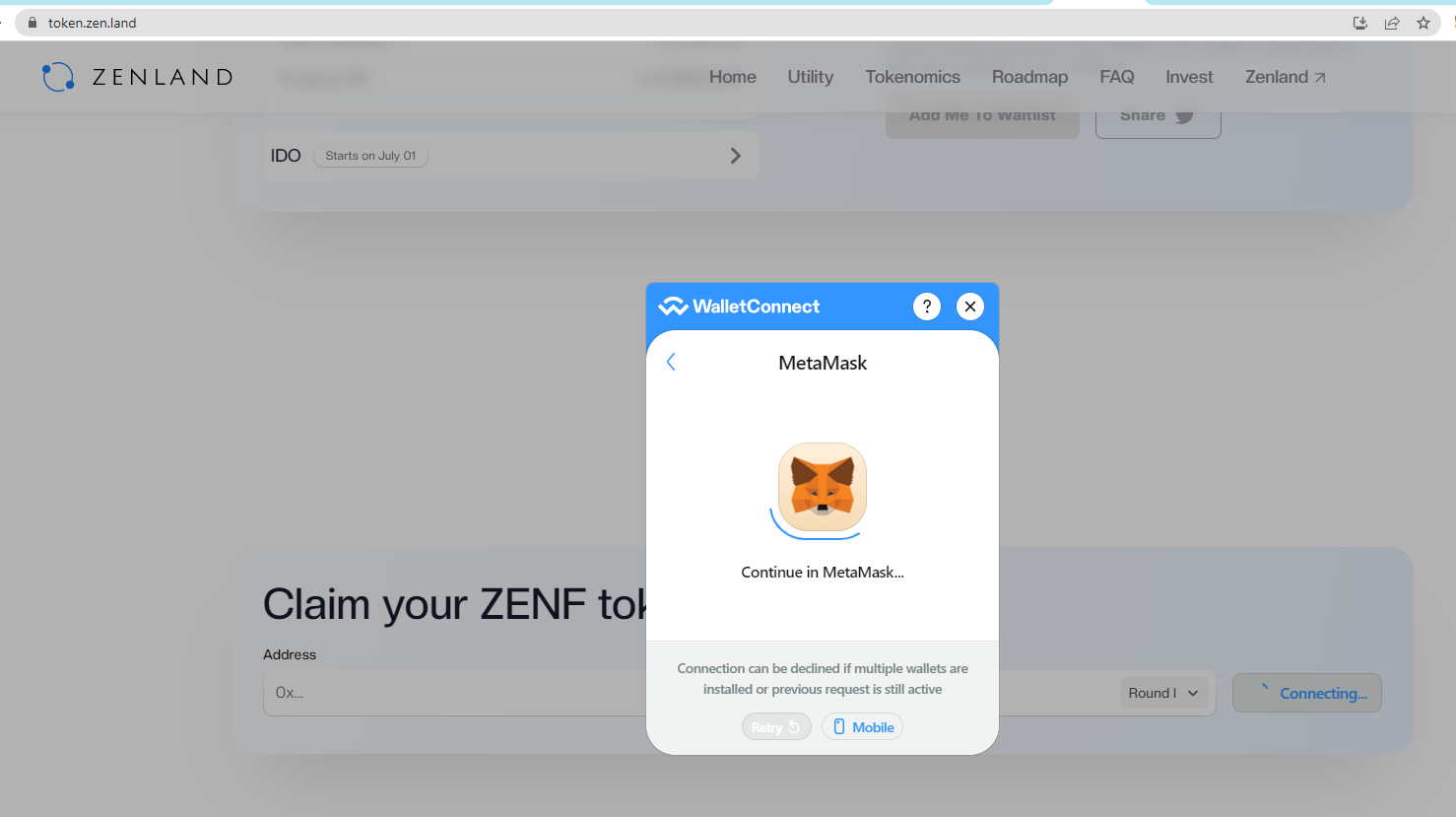 I cannot connect Metmask to Zenland. Why? - Zenland Knowledge Base