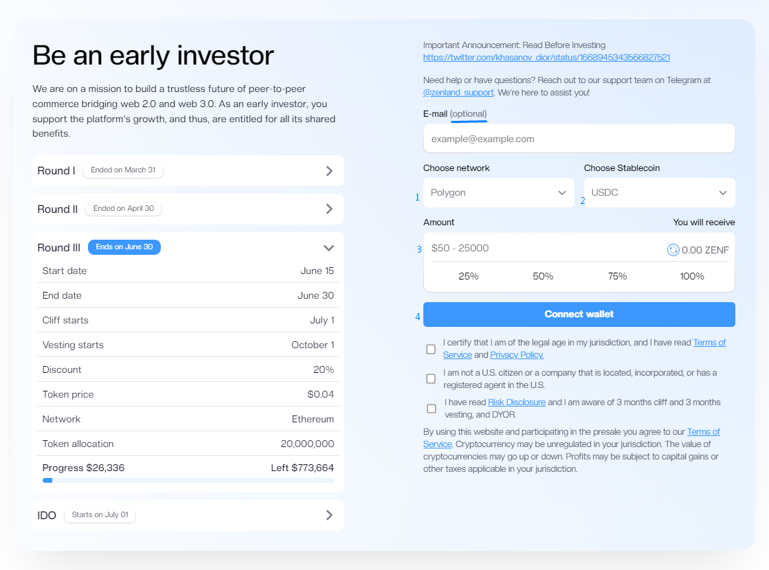 How to buy ZENF tokens on Presale? - Zenland Knowledge Base